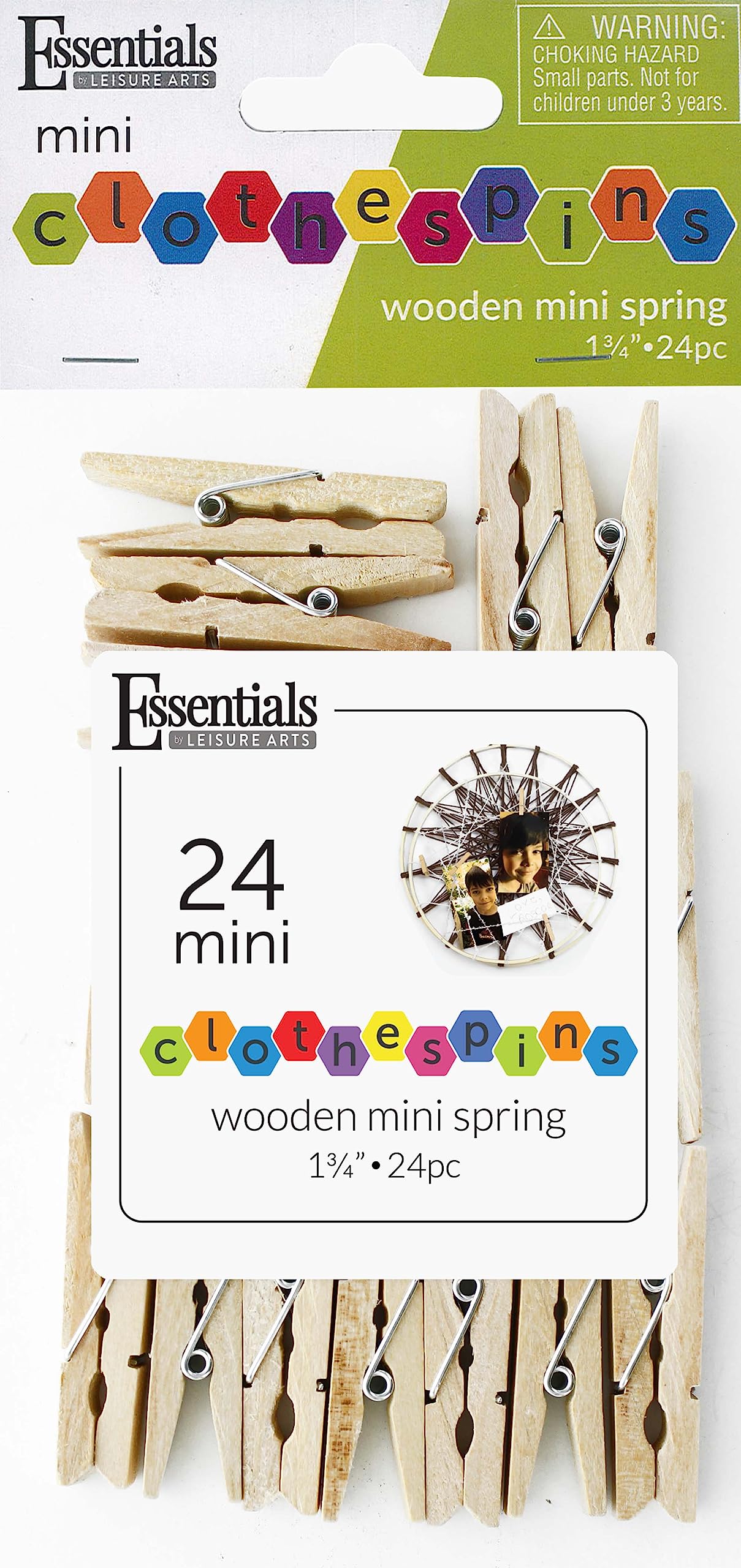 Essentials By Leisure Arts Arts Wood Clothespins Mini Spring 1 3/4" 24pc