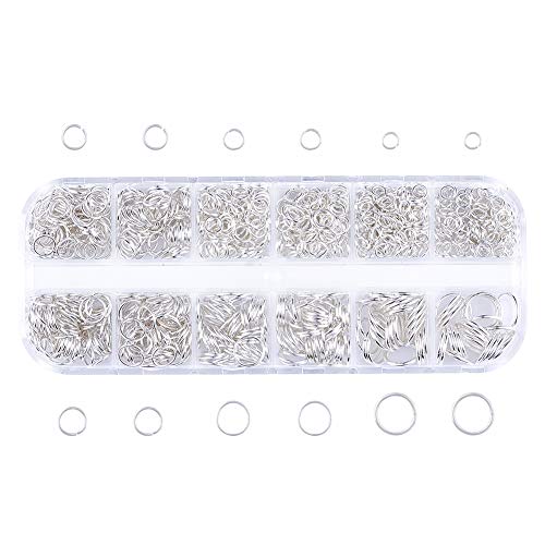 Pandahall 4-10mm Brass Open Jump Rings Connectors Silver Plated Unsoldered Nickel Free for Craft Earring Necklace Bracelet Jewelry Making (50g/Box)