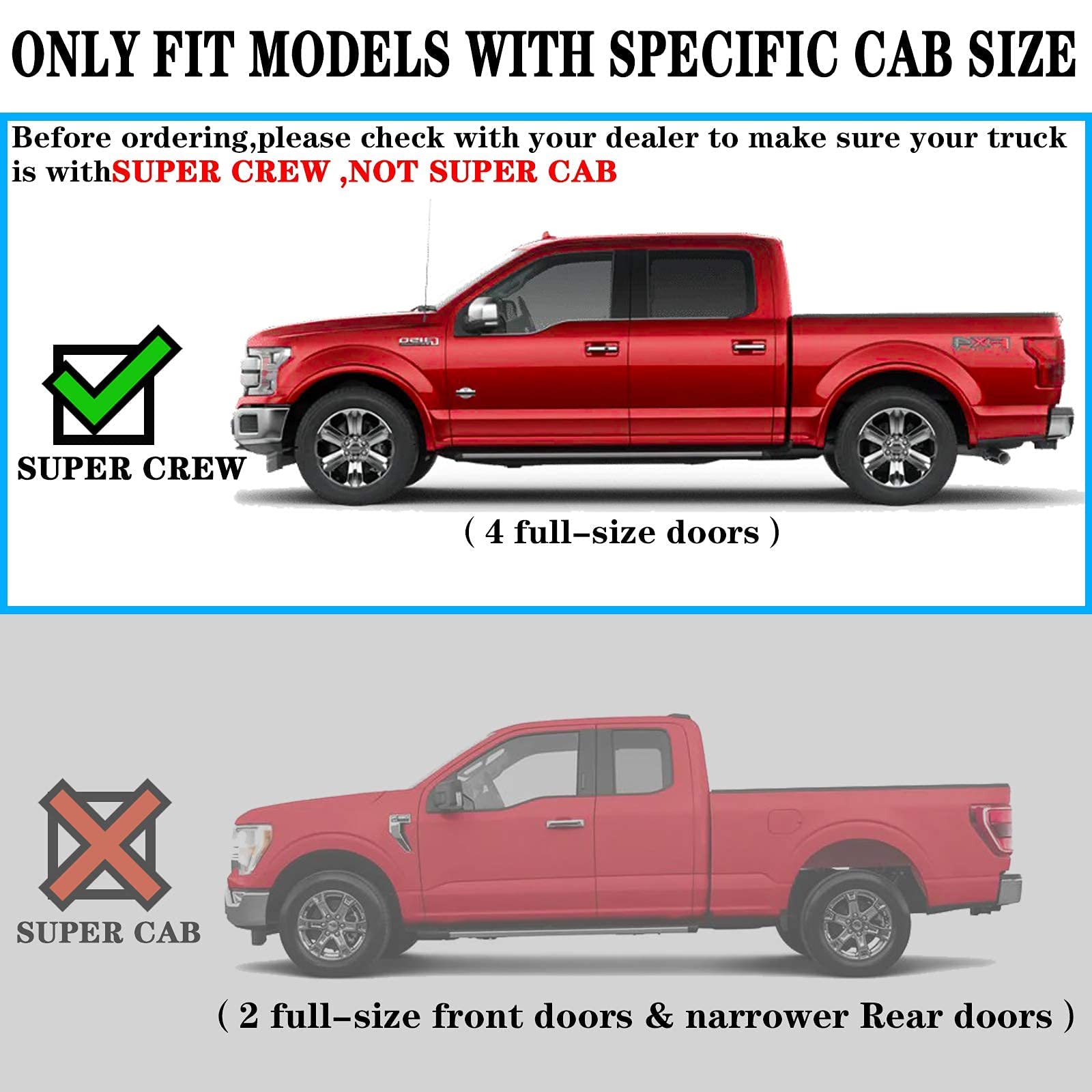 COMNOVA Pair Running Board Nerf Bar Compatible with 17-24 Ford F250 Superduty Crew Cab(4 Full Size Doors) Rocker Slider Side Steps,Width 6 Inches V Style.with OE Style Brackets.