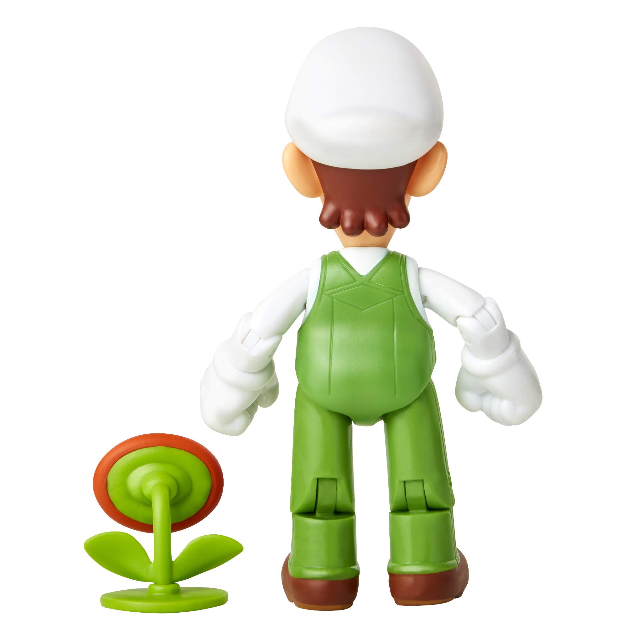 Super Mario Action Figure 4 Inch Fire Luigi Collectible Toy with Fire Flower Accessory