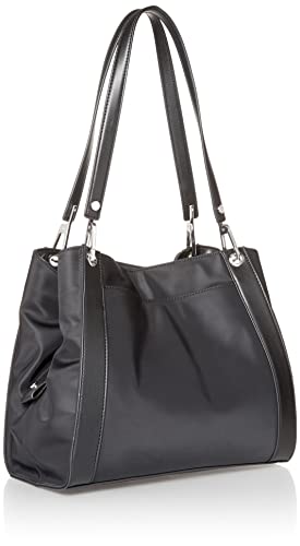 Calvin Klein Reyna Novelty Triple Compartment Shoulder Bag, Black/Silver Nylon