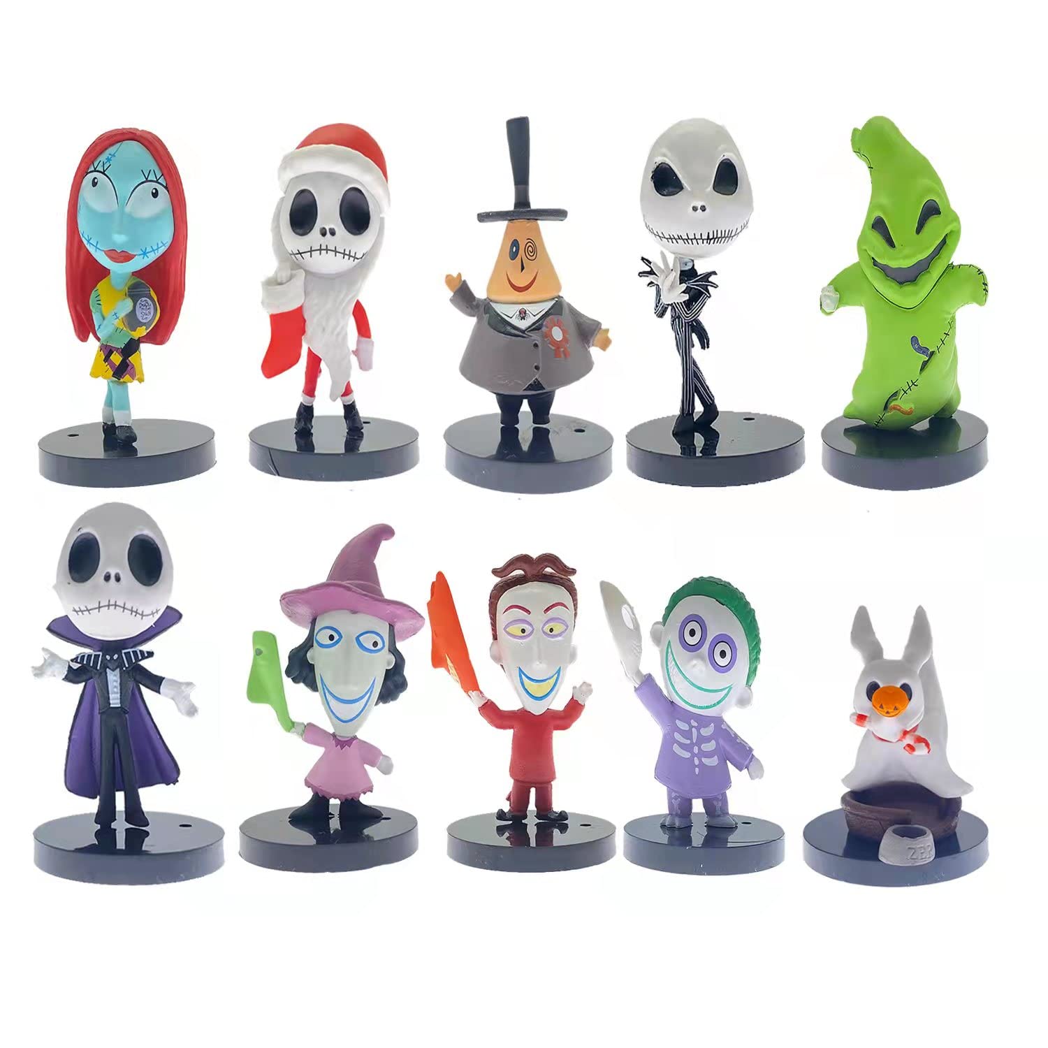 Chenhui 10 PCS Jack Skeleton Action Figure Nightmare Before Christmas Cake Topper Toys Set