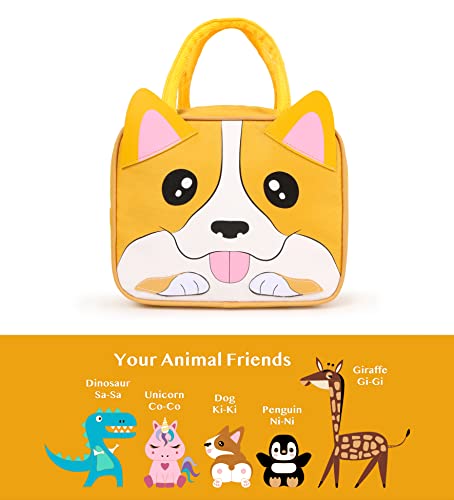 Insulated Lunch Box Bag for Kids, Reusable Durable Lightweight Lunch Bag for Girls Boys, Keep Food Cold/Warm, Corgi Dog