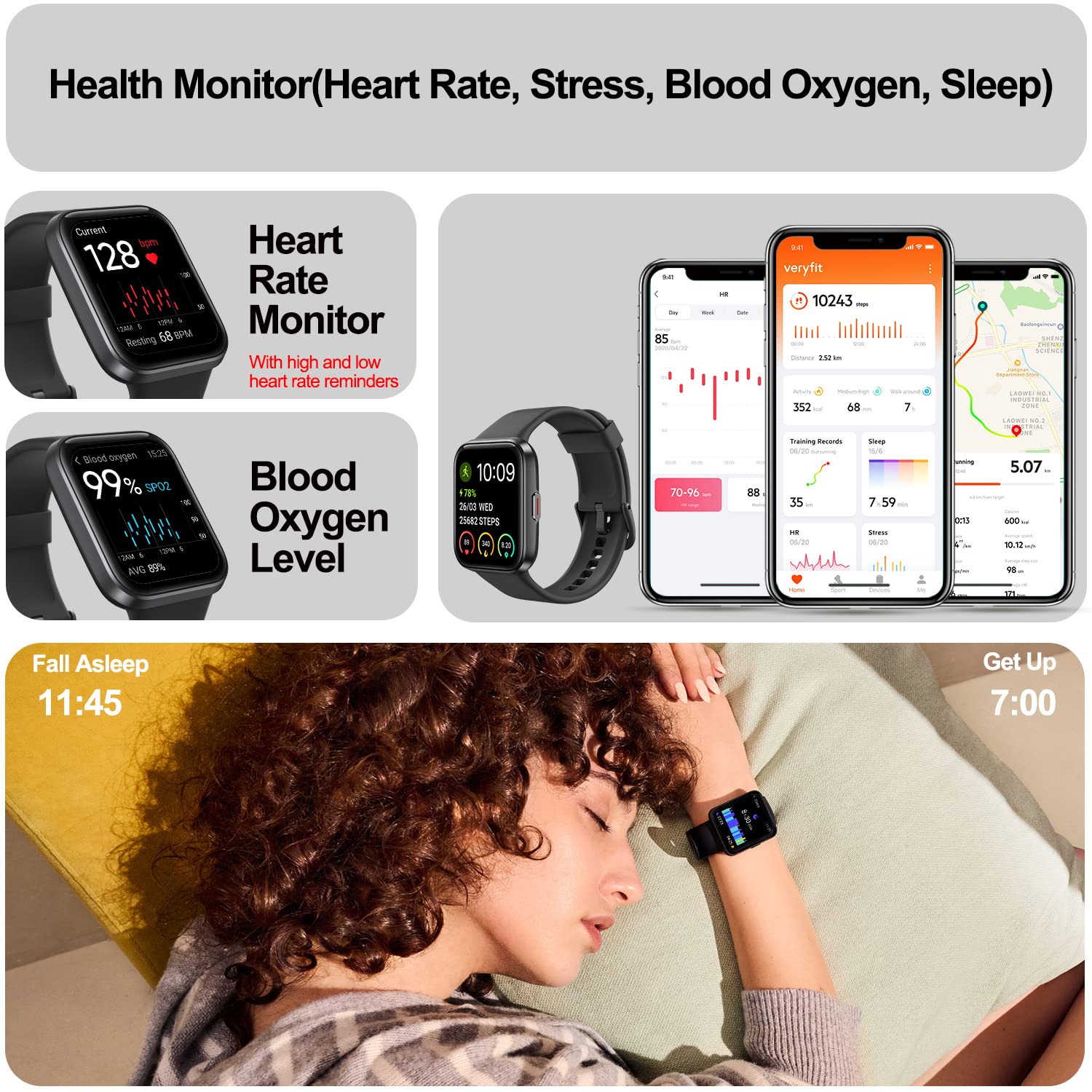 ENGERWALL Smart Watch with Call/Answer, Alexa Built-in, Fitness Tracker with Heart Rate Blood Oxygen Sleep, 1.7" HD Display, 60 Sport Modes, Waterproof Pedometer for Men/Women Android/iOS