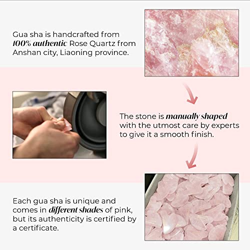 PLANTIFIQUE Gua Sha Rose Quartz Tool for Face Anti Aging Massage Tool - GuaSha Tool for Face - Facial Skin Care Products - Face Massager for Your Skincare Routine