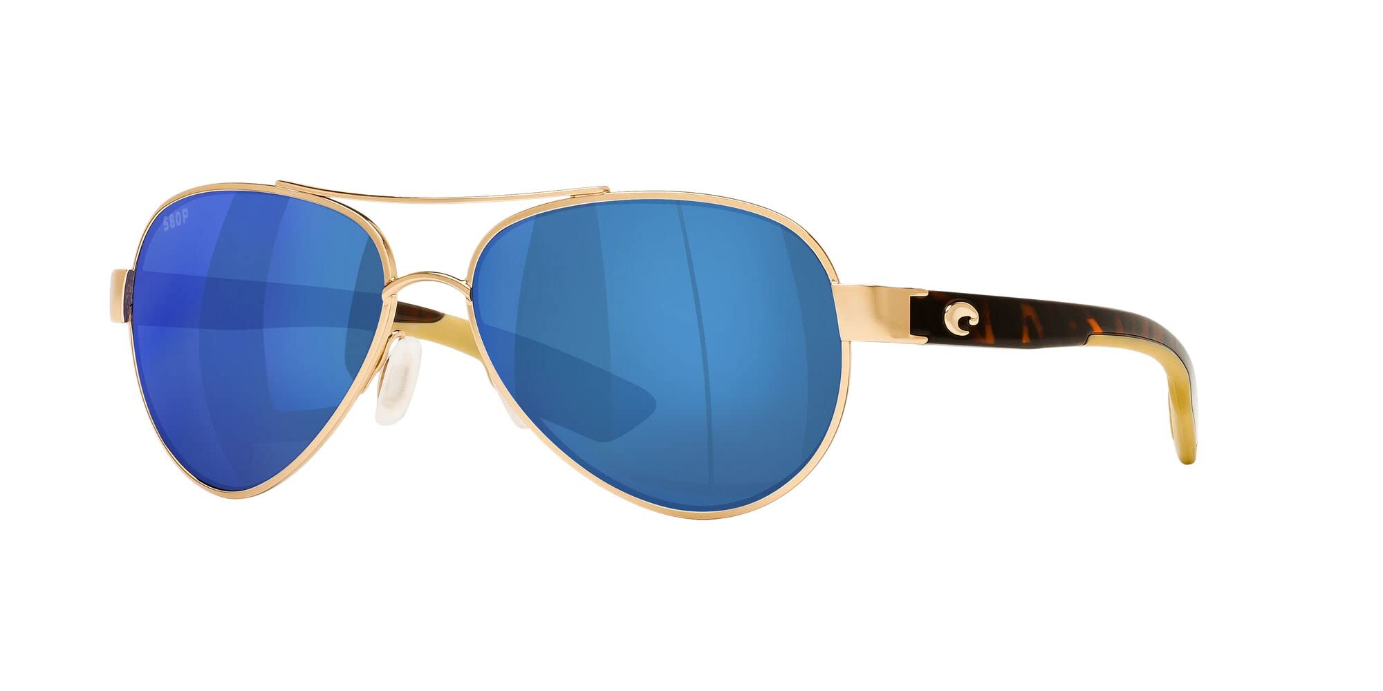 Costa Del Mar Unisex Sunglasses Rose Gold Frame, Blue Mirror Lenses, 56MM