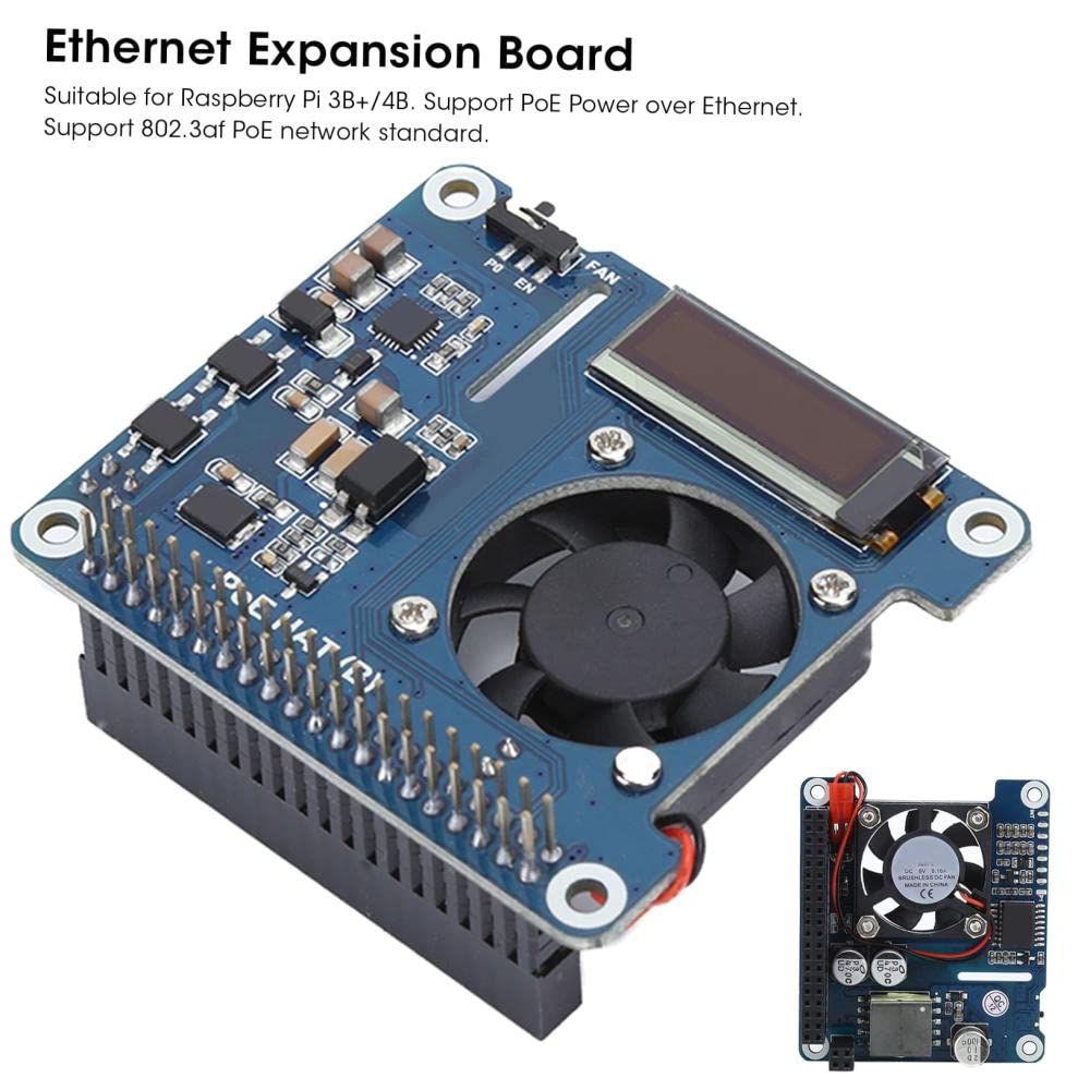 Expansion Board for Raspberry Pi 4b 3bPOE Power Over Ethernet Cooling Module Onboard Fan