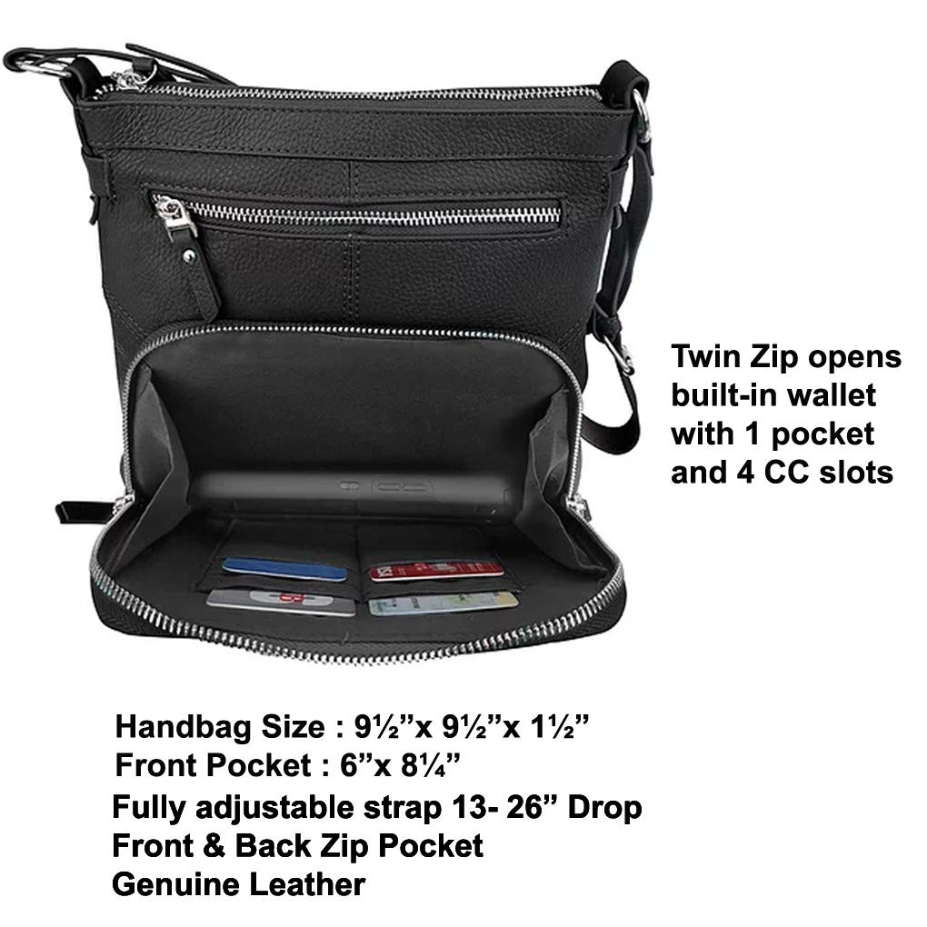 SILVERFEVER Women’s Leather Large Crossbody Travel College Students Indie Style Handbag Water Resistant Genuine Cowhide Shoulder Bag