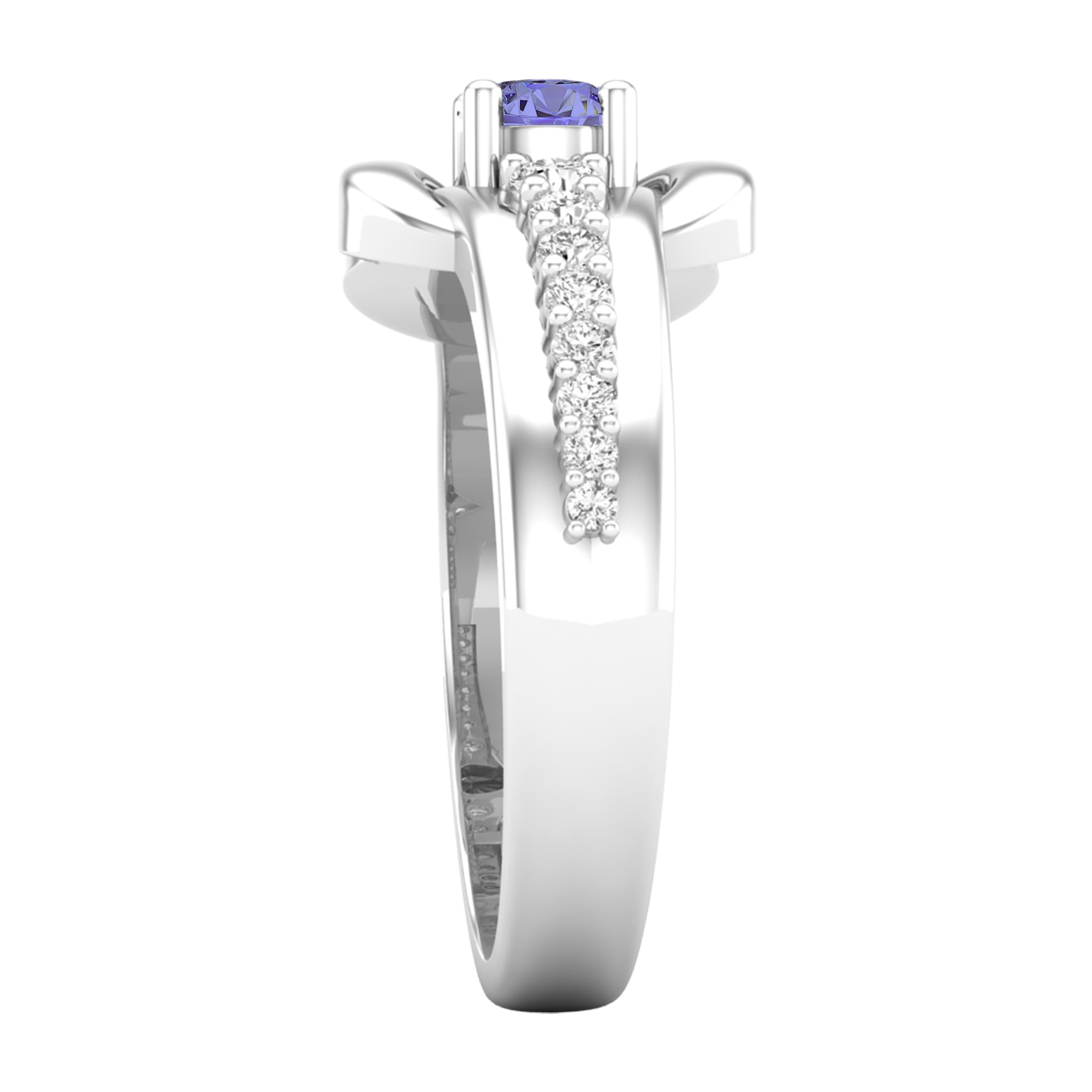 Dazzlingrock Collection 4mm Round Tanzanite & White Diamond Knot Style Engagement Promise Ring for Women in 18K Solid White Gold, Size 6.5