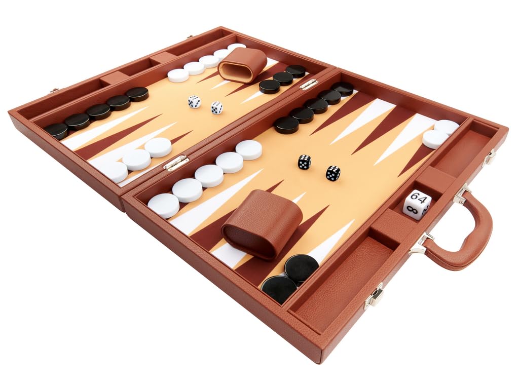 Silverman & Co. 19-inch Premium Backgammon Set - Desert Brown Board