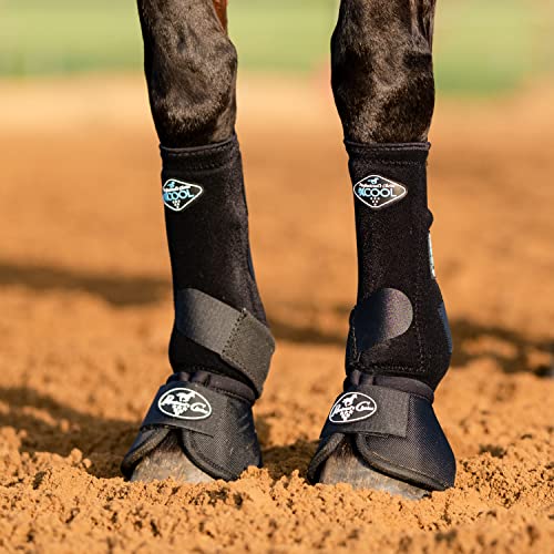 Professional's Choice Ballistic Overreach Bell Boots for Horses | Superb Protection, Durability & Comfort | Quick Wrap Hook & Loop | Sold in Pairs | Large Black