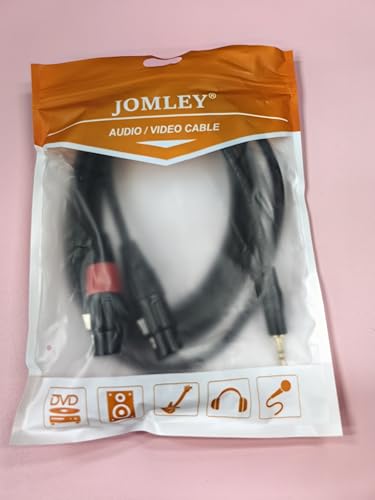 JOMLEY Dual XLR Female to 3.5mm Y-Splitter Cable, Unbalanced XLR Female to 1/8 Inch Mini Jack TRS Stereo Aux Interconnect Audio Mic Breakout Patch Cord - 2 Meter