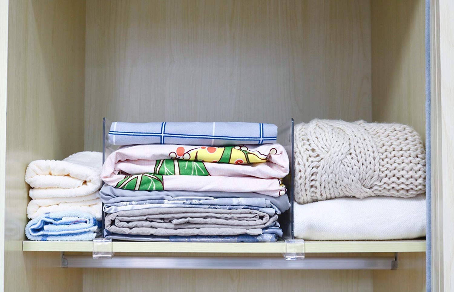 CY craft Acrylic Shelf Divider, Wood Shelf Dividers,Clear Closet Shelf Separators Clothing Organizer Perfect for Bedroom Shelving Organization and Kitchen Cabinet Shelf Storage,6 PCS