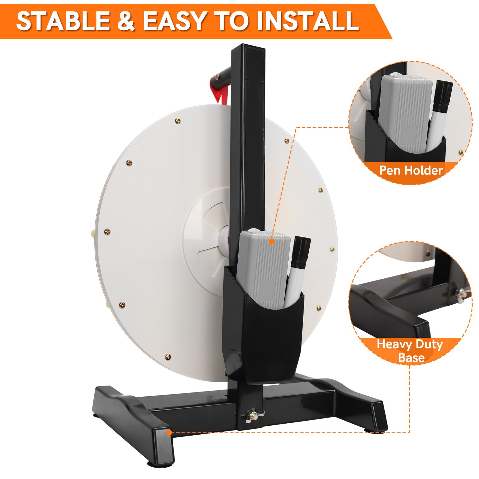 Voilamart 12" Tabletop Spinning Prize Wheel 12 Slots with Durable Plastic Base, Dry Erase, 2 Pointer, for Fortune Spin Game in Party Pub Trade Show Carnival