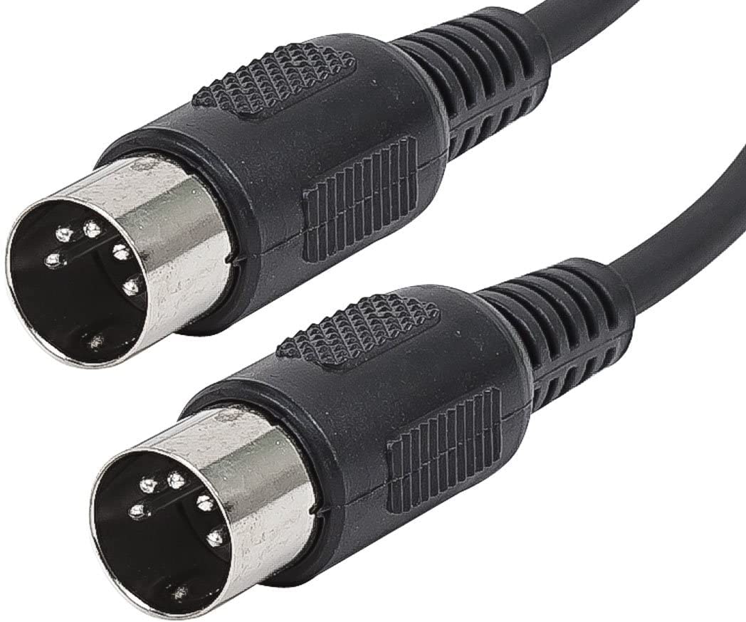 C&E 3 Feet (ft) MIDI Cable with 5 Pin DIN Connector, Black