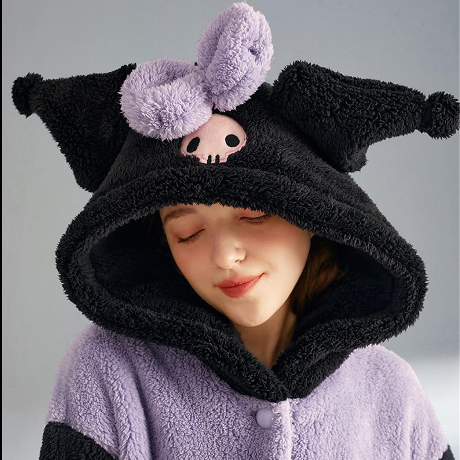 Cartoon Pajamas Girl Warm Plush Sleepwear Robe Button Bathrobe Halloween Christmas Cosplay Clothes