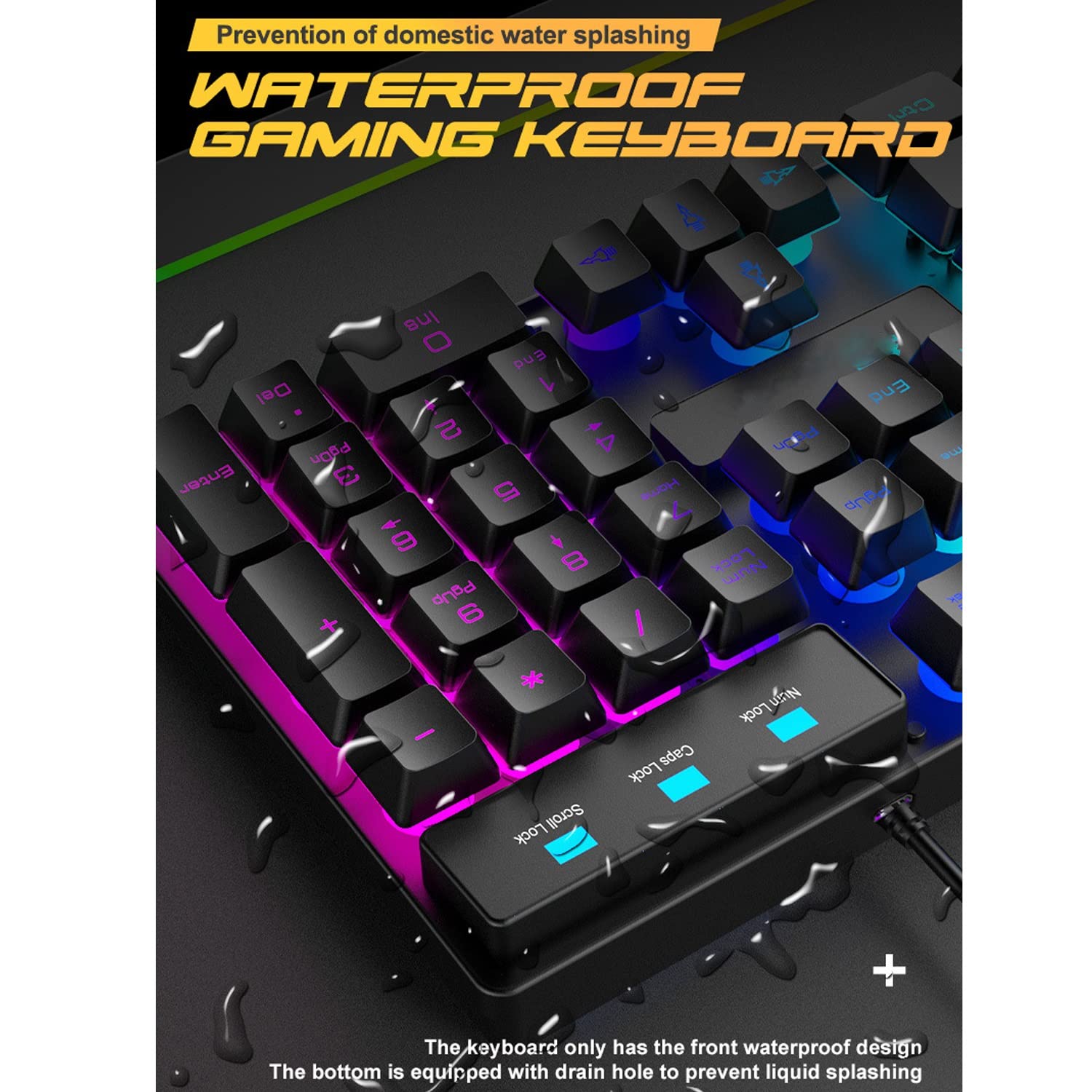 EXHNLE RGB Rainbow Backlit Gaming Keyboard and Mouse Combo, USB Wired Bundle for Laptop Computer Gamer Game Office (Color : Black)