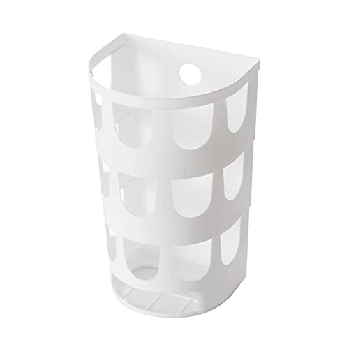 Plastic Garbag Bag Holder Stand Wall Mount Bag Dispenser Rubbish Trash Basket Large Capacity Bag Dispenser Hanging Storage Box(White)