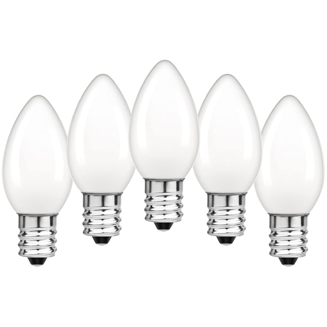 C7 E12 Base Milky Led Filament Bulb Replacement Lights 0.5 Watts Decorative Nightlight Lamp 4W 5W Equivalent Candle Bulb Pack of 5 (5, 2700K Milky)