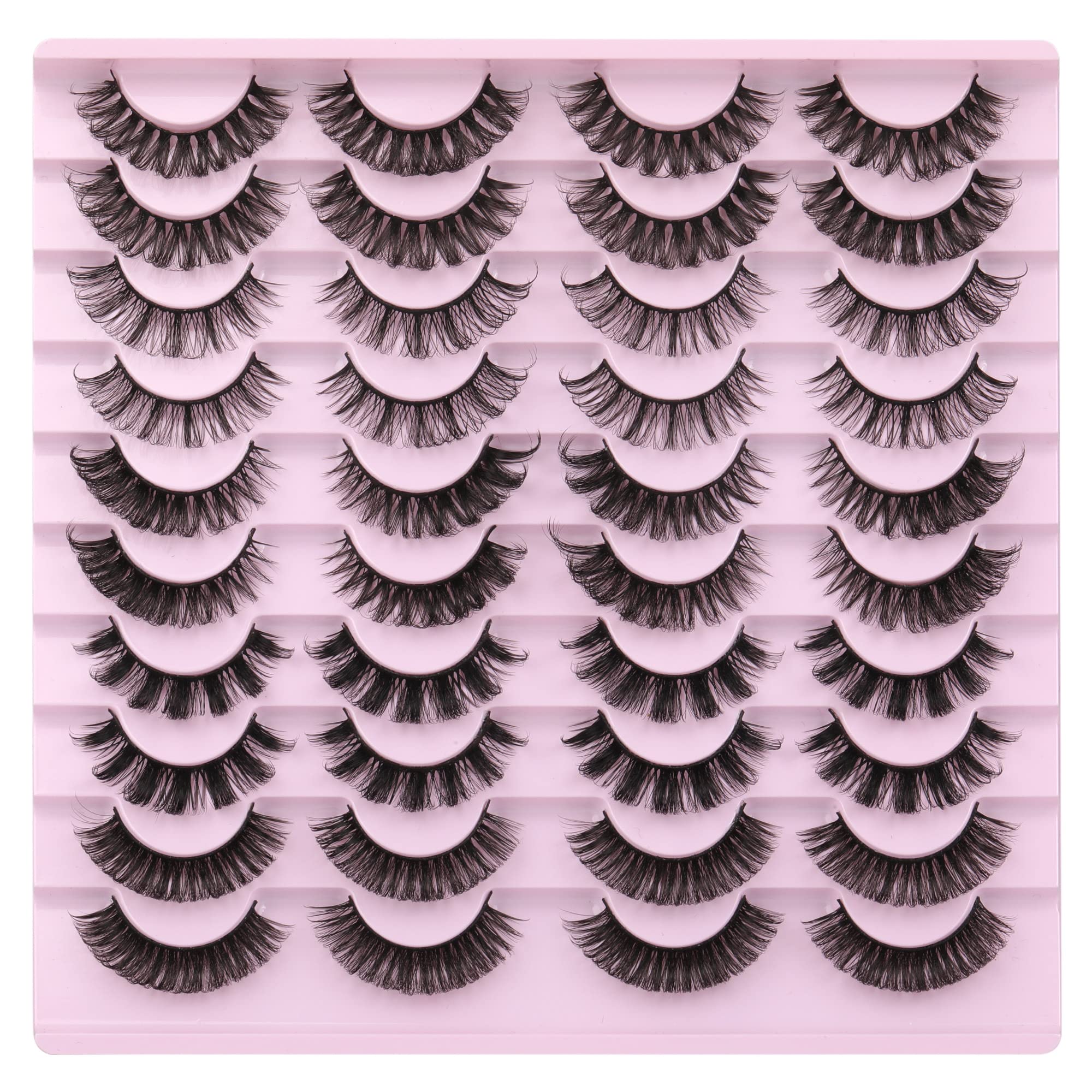 D Curl Strip Lashes Natural Look False Eyelashes Russian Strip Eye Lashes Wispy Long 5 Styles Fake Eyelashes Look Like Extensions 20 Pairs Multipack ALICROWN