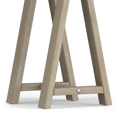 SIMPLIHOME Sawhorse SOLID WOOD 66 Inch Wide Modern Industrial Wide Console Sofa Table in Distressed Grey, For the Living Room, Entryway and Bedroom