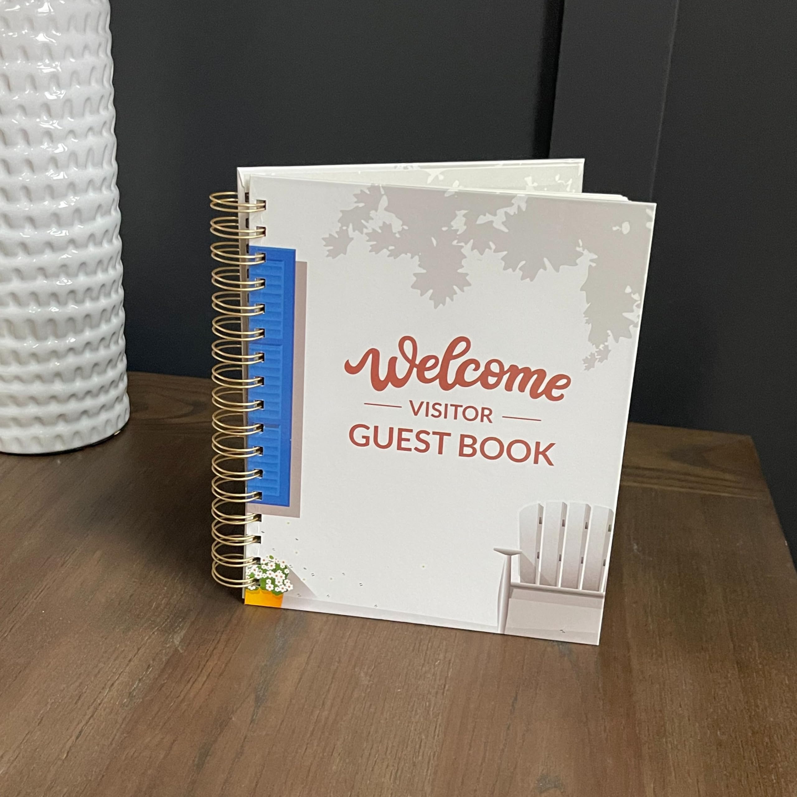 Paper 'n Such Guest Book for Vacation Home Visitors - Guestbook for Short Term Rentals, Vacation Rental, Beach House, Hosts Essentials, Spiral Hardcover Welcome Log - 200 Pages (White/Blue)