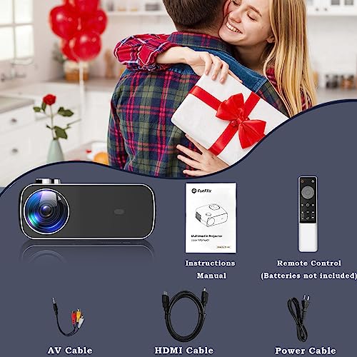 Projector with 5G WiFi and Bluetooth,FunFlix 4k Portable Projector 18000 lumens Native 1080P Full HD,Mini Movie Projector Compatible with Smartphone,HDMI,USB,AV for Home Theater Outdoor Projector
