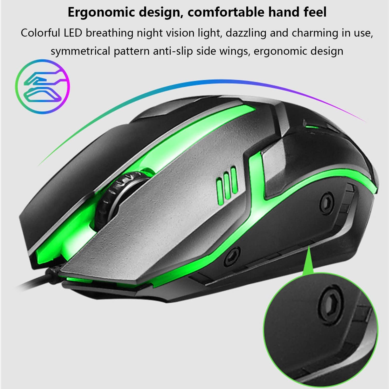 EXHNLE Wired RGB Backlit Gaming Keyboard and Mouse, USB Wired Gaming Keyboard and Mouse Combo, Waterproof Mini Keyboard for PC Computer Laptop Game and Work (Color : Black)