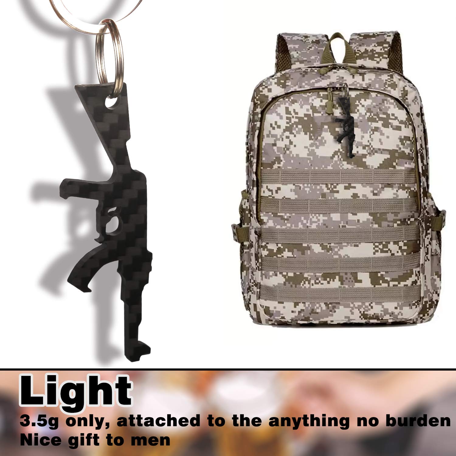 CRMPro Carbon Fiber Bottle Opener with Metal Keyring 2-Pack, Ultralight Keychain Bottle Openers for Outdoor Home Kitchen