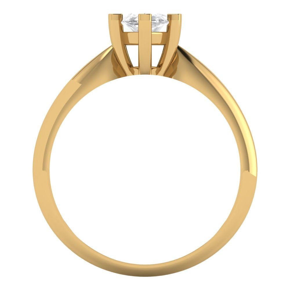 Clara Pucci Yellow 14k Solid Gold Solitaire anniversary Engagement Promise Bridal Ring 1 Ct Marquise Cut Clear Simulated Diamond Size 7.5