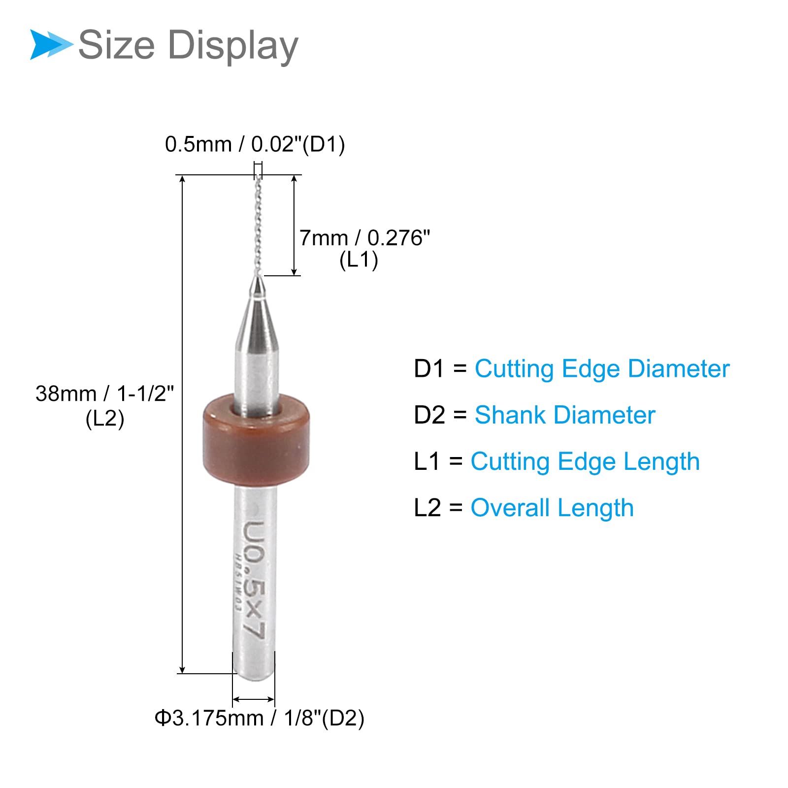 CoCud Micro PCB Drill Bits, 1/8" Shank 0.3mm Cutting Edge, Tungsten Carbide Print Circuit Board Drill Bit - (Applications: for CNC Drilling Engraving Machine), 2-Set (20-Pieces)