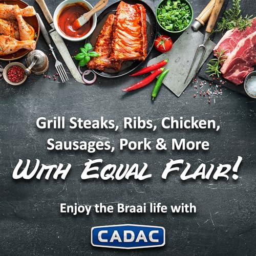 Cadac Entertainer 4 Propane Gas BBQ Grill with 4 Burners, plus Open Cart with Sides Tables and Tank Storage Shelf