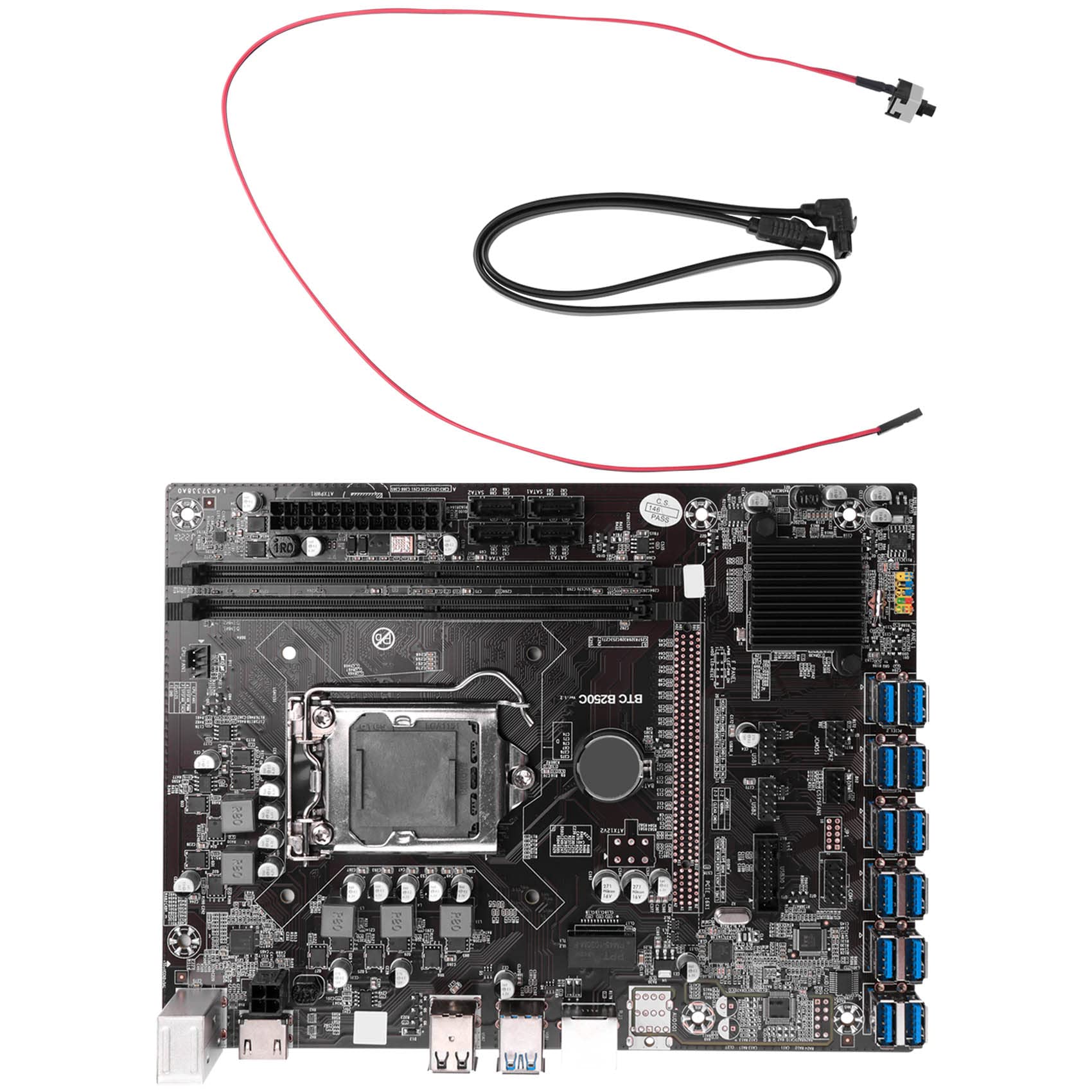 Exogio B250C BTC with Cable+ Cable 12XPCIE to USB3.0 GPU Slot LGA1151 Support DDR4 DIMM