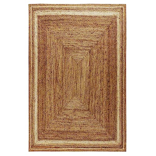 Taylor & Logan Prima Natural Fiber Jute Area Rug 8' x 10' - Braided Indoor Jute Rug - Natural Area Rugs