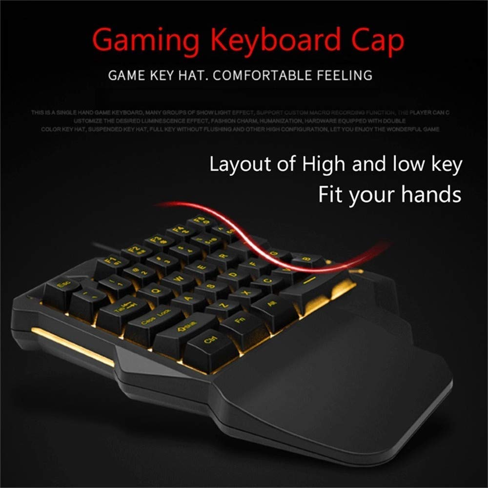 TIDECAT One-Handed RGB Backlit Gaming Keyboard,35 Keys Mini Gaming Keypad,Portable Game Controller for PC PS4 Xbox Gamer,Black,17.3x23x3.7cm