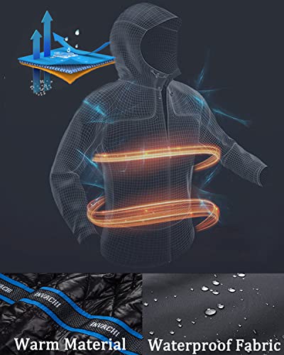 INVACHI Ladies Ski Jackets Waterproof Windproof Winter Coat With Detachable Hood