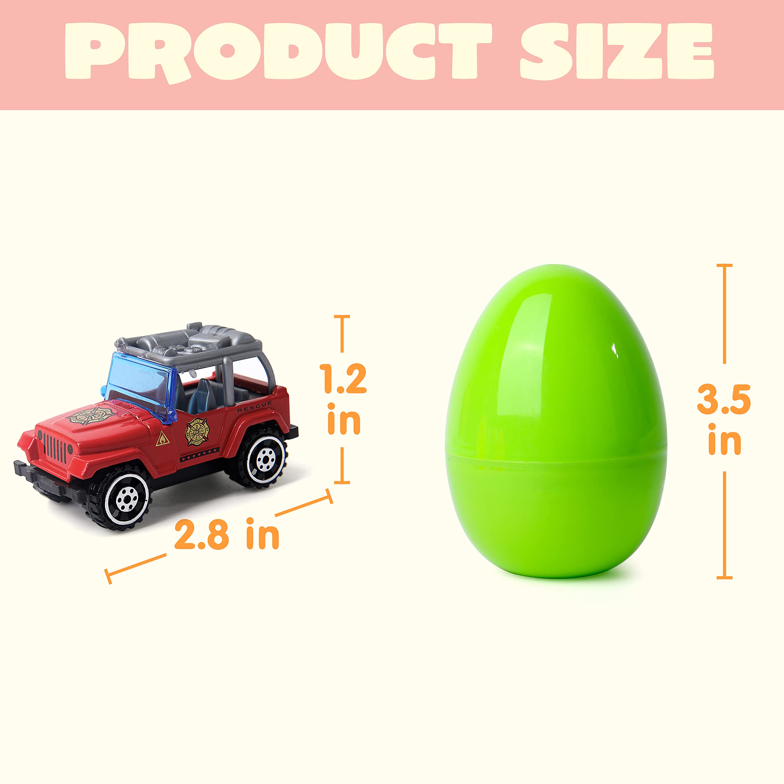 JOYIN 18 Pcs Jumbo Easter Eggs Filled with Die-cast Vehicles, Pull Back City Cars and Trucks Toy Prefilled Egg for Kids Basket Easter Stuffers, Party Favors and Easter Eggs Hunt