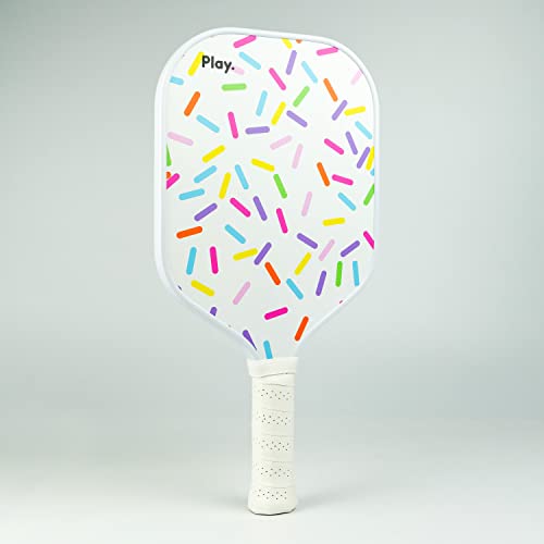 Play Paddles Indoor/Outdoor Pickleball Paddle - USA Pickleball Approved - Carbon Fiber and Polymer Honeycomb Composite Core - Hyper-Grip™ Surface and Graphite Face - Cushioned Grip Handle (Sprinkles)