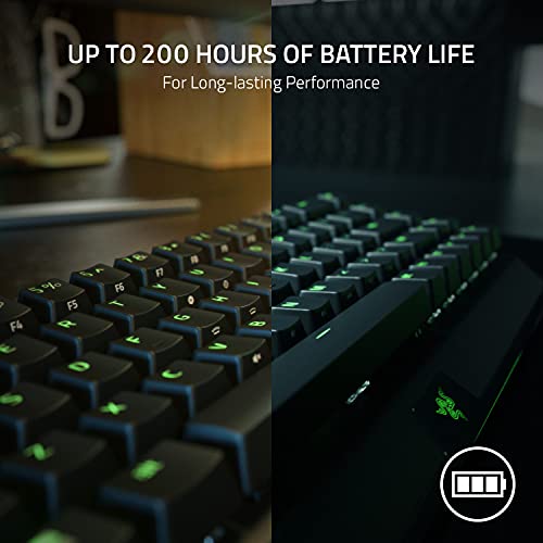 Razer BlackWidow V3 Mini HyperSpeed 65% Wireless Mechanical Gaming Keyboard: HyperSpeed Wireless Technology - Green Mechanical Switches- Tactile & Clicky - Doubleshot ABS keycaps - 200Hrs Battery Life