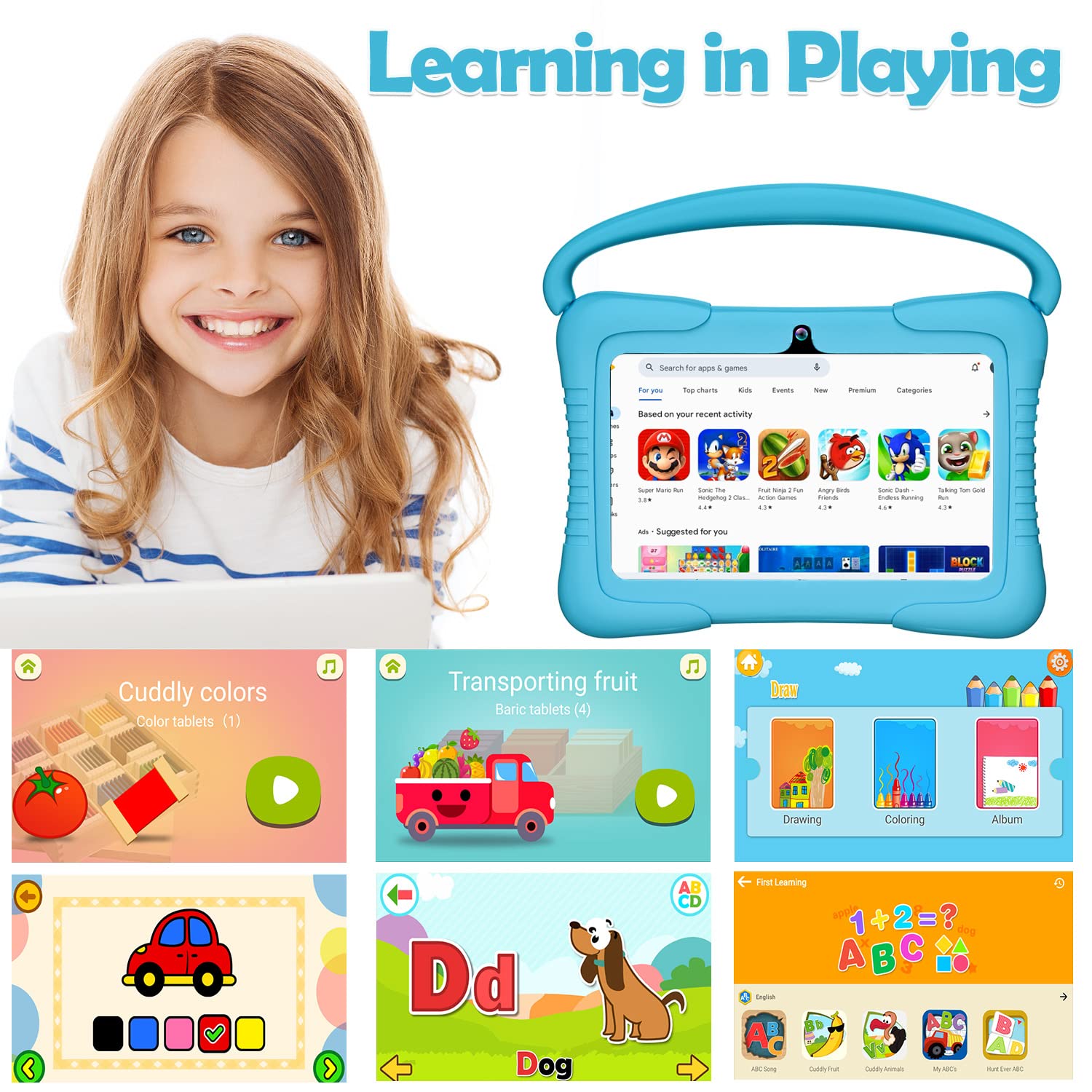 DOMATON 7' Kids Tablet, 23/3.9, K710 Blue