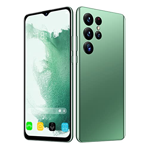 PUSOKEI S22 Ultra Smartphone, Unlocked Android Cell Phone, with 6.4in HD Screen, 4G Mobile Phone, Dual Sim, 6800mAh, Fingerprint Lock, Face ID, BT, FM, WiFi(Green)