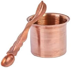 BUYERS POINT Hindu Pooja Lota and Spoon (Achman) Set - Handmade Pure Copper Cup - 2.3"" x 2"" Inches Approx, SAC700
