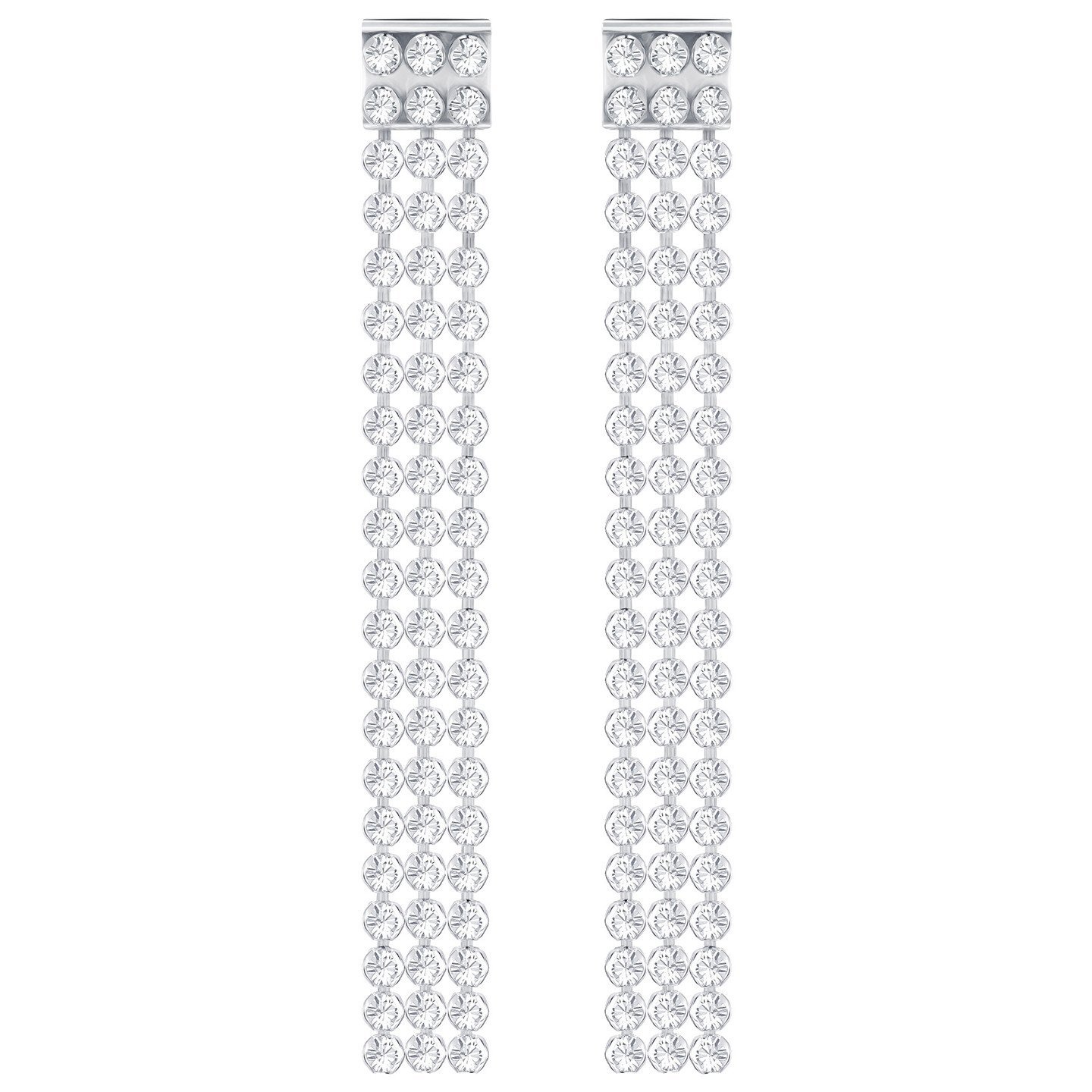 Swarovski Fit Palladium Plated Crystals Pierced Long Drop Earrings 5293087