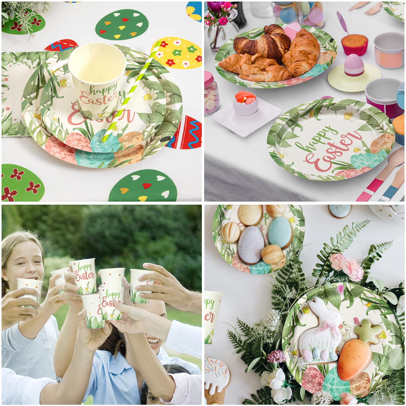 Cibeat 200Pcs Christmas Disposable Dinnerware Set, Christmas Moose Decorations Paper Plates, Christmas Party Supplies Includes Plates, Cups, Christmas Tableware, Napkins, Serve 25