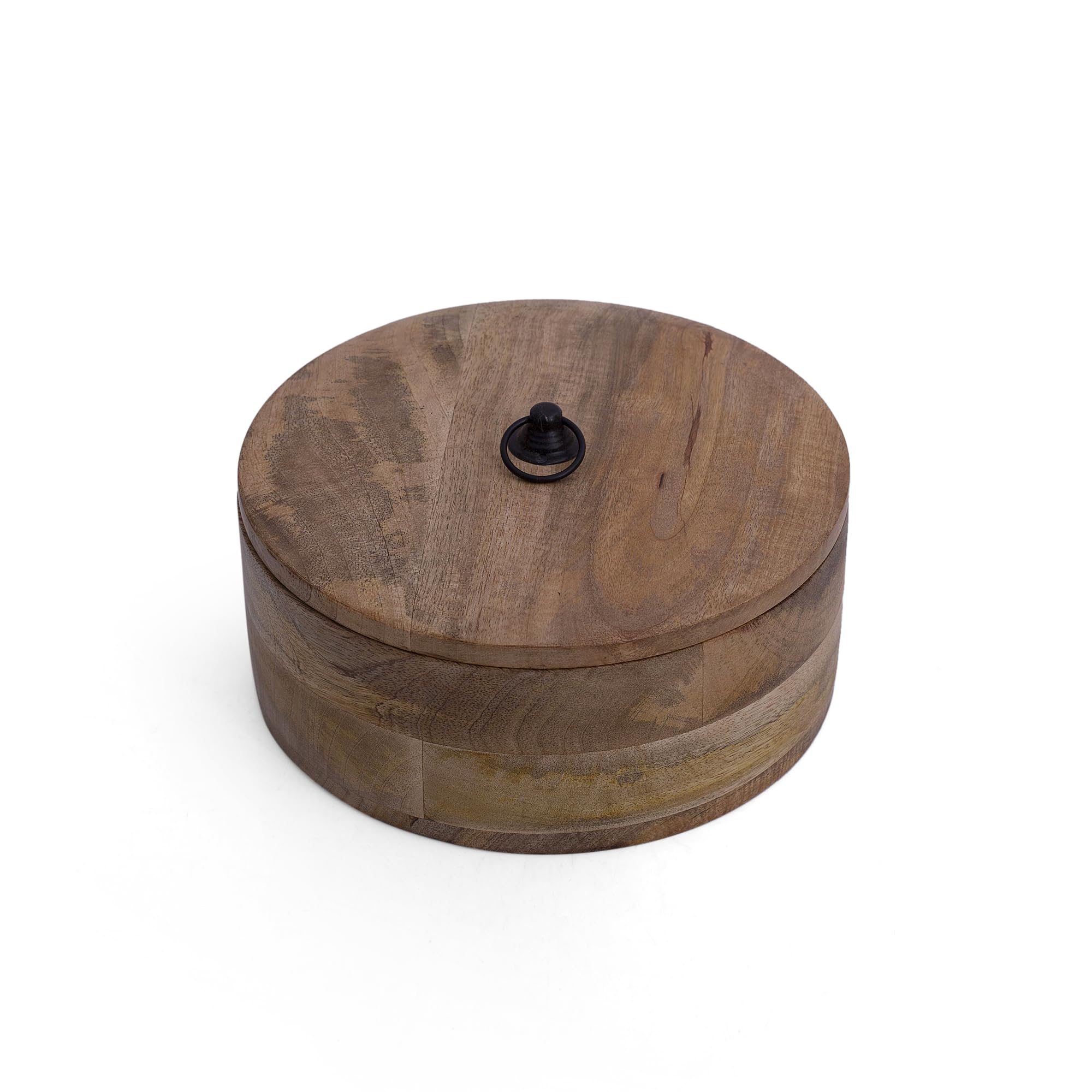 Handcrafted Wooden Mexican Tortilla Warmer Basket Chapati Roti Bread Holder Box Pancake Keeper Serveware Hot Pot Casserole Dish With Lid Home Kitchen Dining Decor, Natural Brown, 9 x 3.5 Inches
