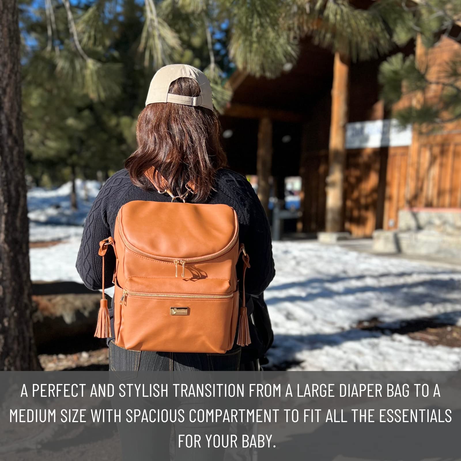 CoddleBoo Diaper bag, Beautiful Vegan-Leather Diaper Backpack with Multi-Pocket Design+Laptop Compartment and Travel Accessories, Waterproof and Tear-Resistant, Bolsa De Pañales (DB1822)