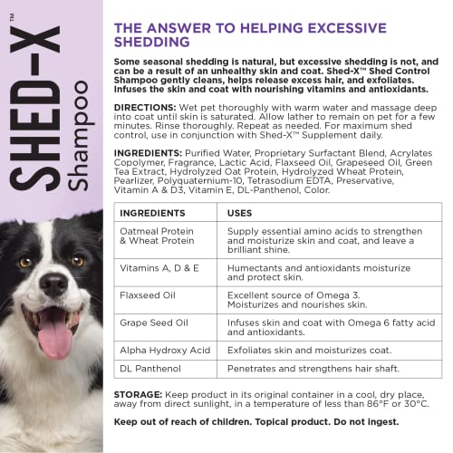 Shed-X Shed Control Shampoo for Dogs, 16 oz β Reduce Shedding β Shampoo Infuses Skin and Coat with Vitamins and Antioxidants to Clean, Release Excess Hair, and Exfoliate