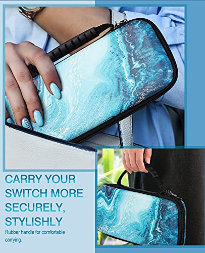 TiMOVO Carrying Case Compatible with Nintendo Switch OLED Model 2021 & Switch, Durable Hard Shell Game Storage Handbag Portable Travel Bag PU Pouch with Pocket for 10 Game Cards & Accessories, Gilding