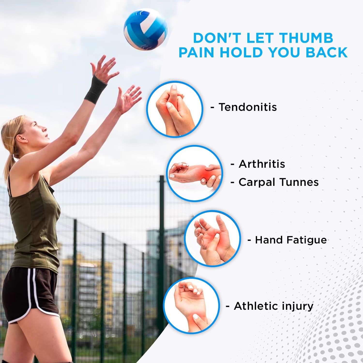 Dropsky Wrist Thumb Support With Gel Pad,Thumb Brace for Arthritis Pain and Support-Thumb Wrist Brace, Arthritis and Carpal Tunnel Pain- Left and Right Hand- Breathable, Lightweight, 4 pack-(Black)