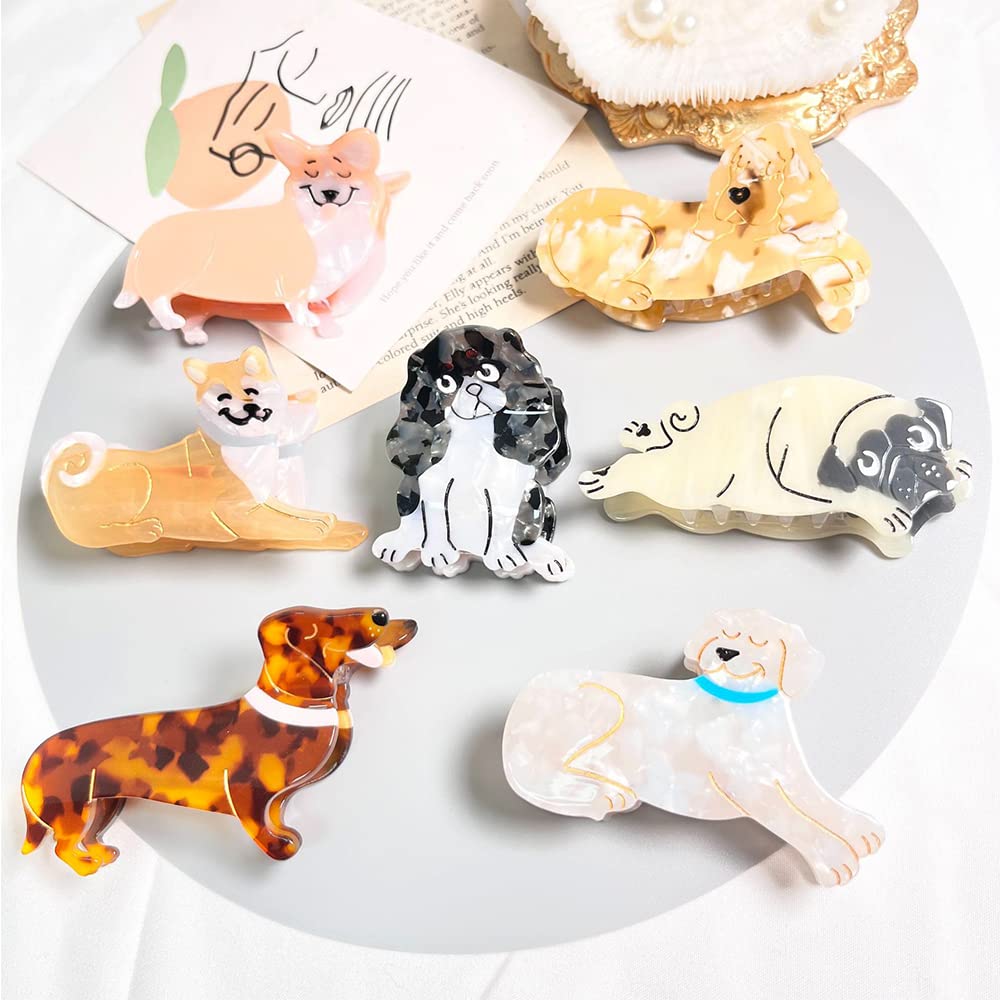 Dachshund Dog Hair Clips,Small Claw Clips for Girls,Acetate Hair Clips for Women,S10